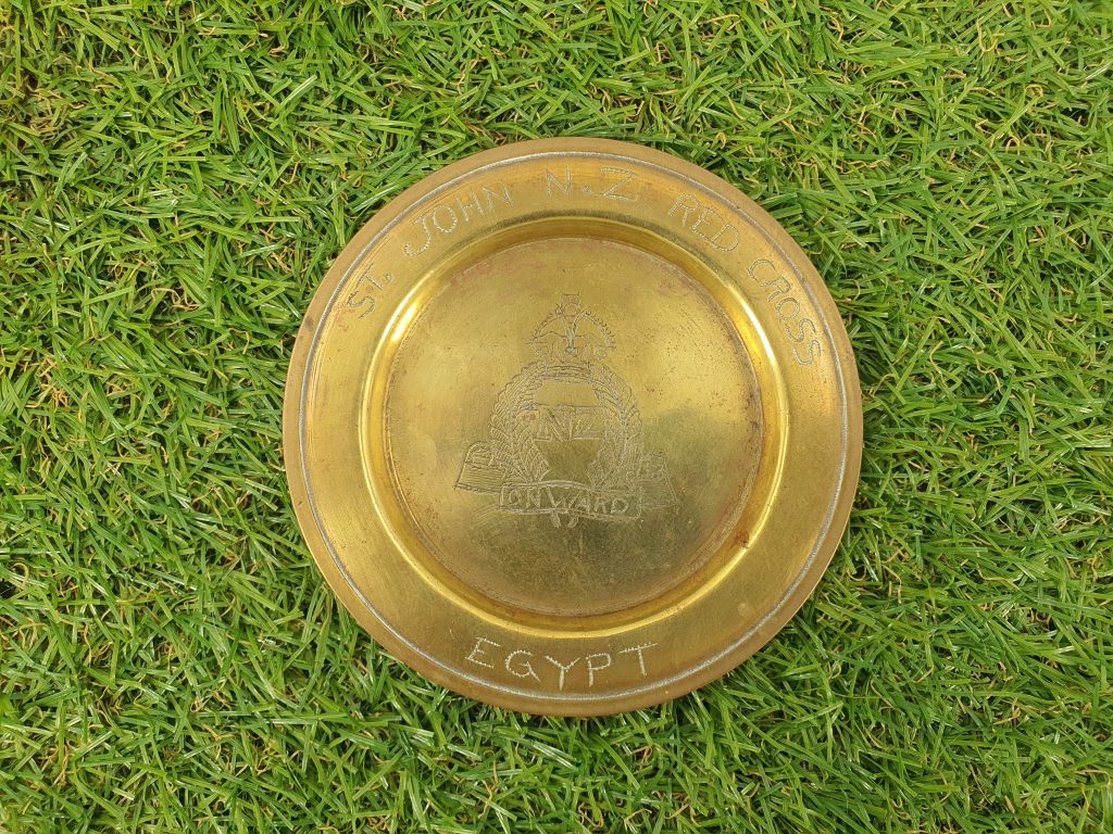 WWII New Zealand Onward St. John Red Cross Gift Souvenir Brass Plate ...