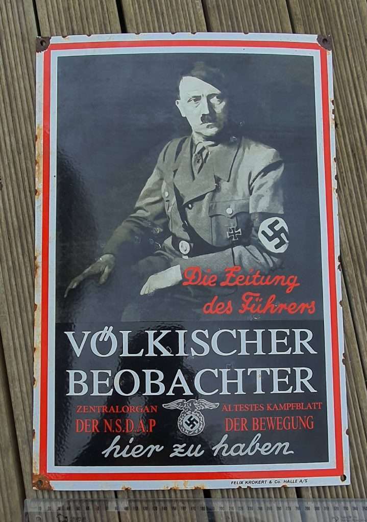 WWII German Hitler Party Metal Sign - Trade In Military